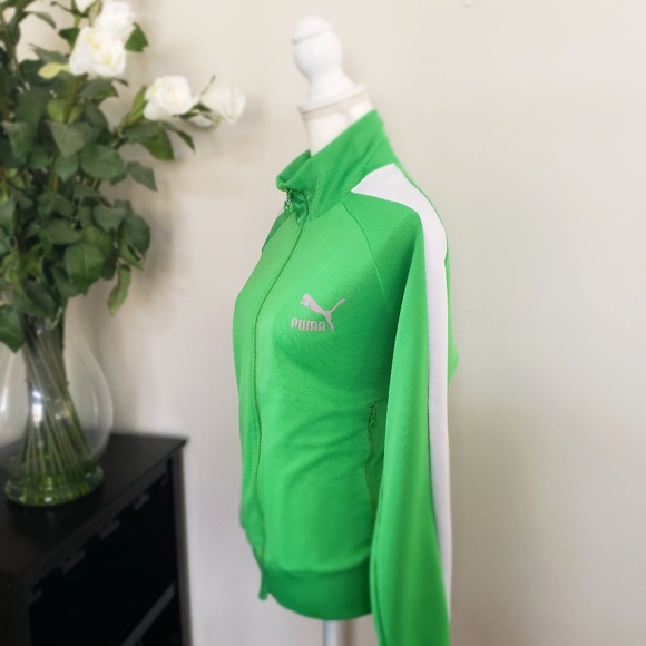 Puma | Jackets & Coats | Vintage Puma Lime Green Zip Front Track Jacket ...